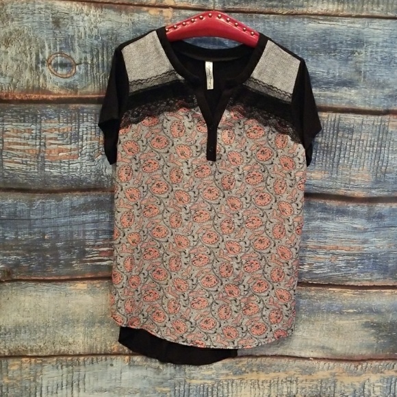 Perseption | Tops | Barely Worn Perseption Pinkblack Lace Top Xl | Poshmark